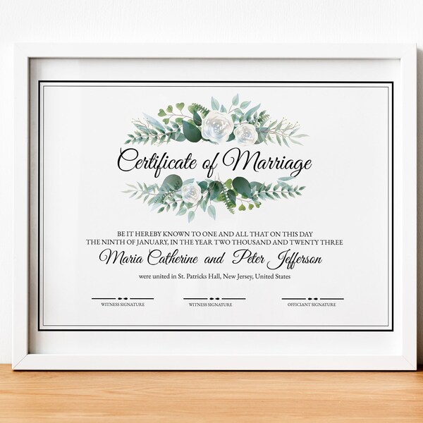 Custom Marriage Certificate - Etsy