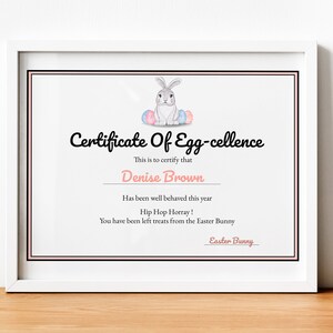 EDITABLE Certificate From Easter Bunny, Printable Easter Bunny ...
