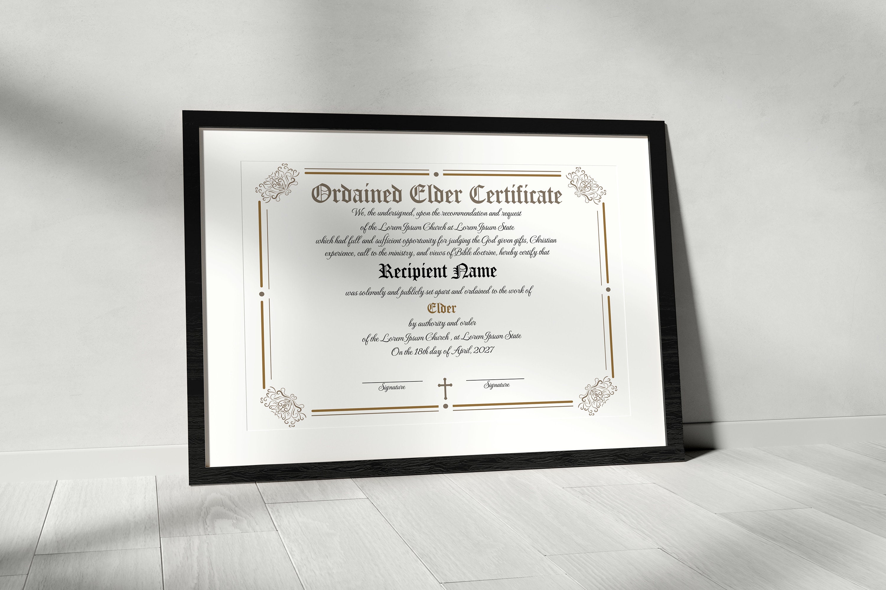 Editable Ordained Elder Certificate Template Printable Vintage Luxury ...