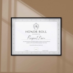Editable Honor Roll Certificate Template, Elementary School Student ...