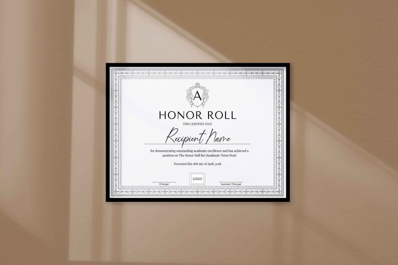 Editable Honor Roll Certificate Template, Elementary School Student ...