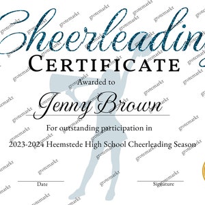 Cheerleading Award Certificate, End of Season Cheerleading Award ...