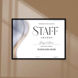 Best Staff Awards, Funniest Staff Member, Team Player Award EDITABLE ...