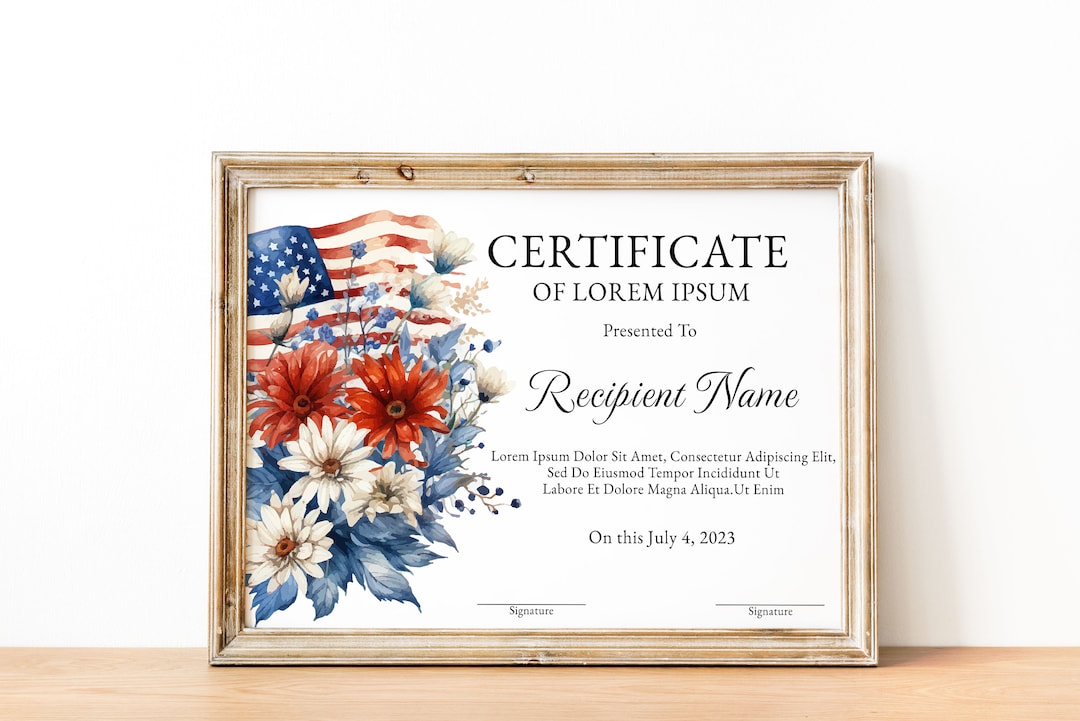 Veteran's Certificate of Appreciation Template, Editable Certificate ...