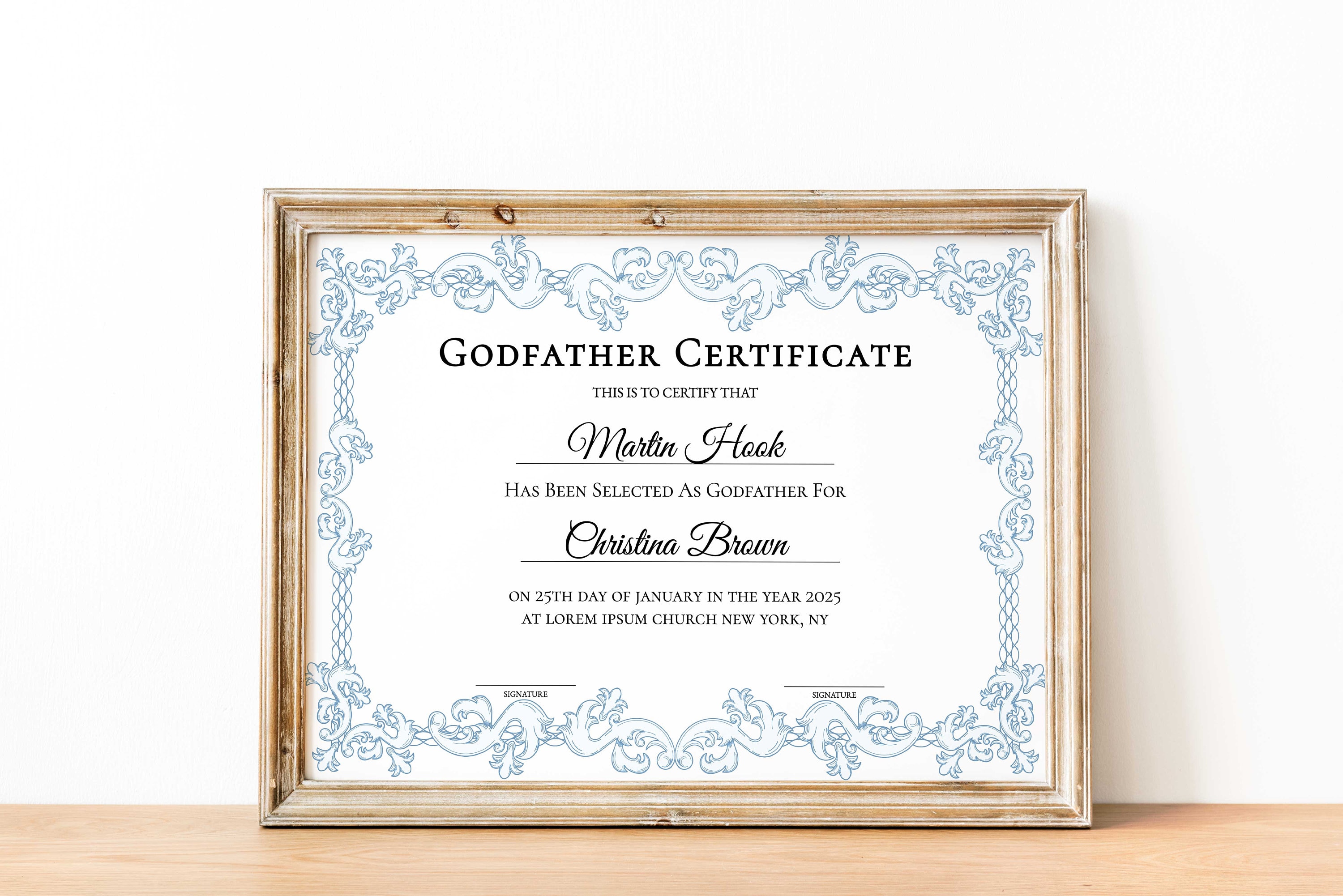 Godfather Certificate Template, 100% Editable, Godfather Certificate ...