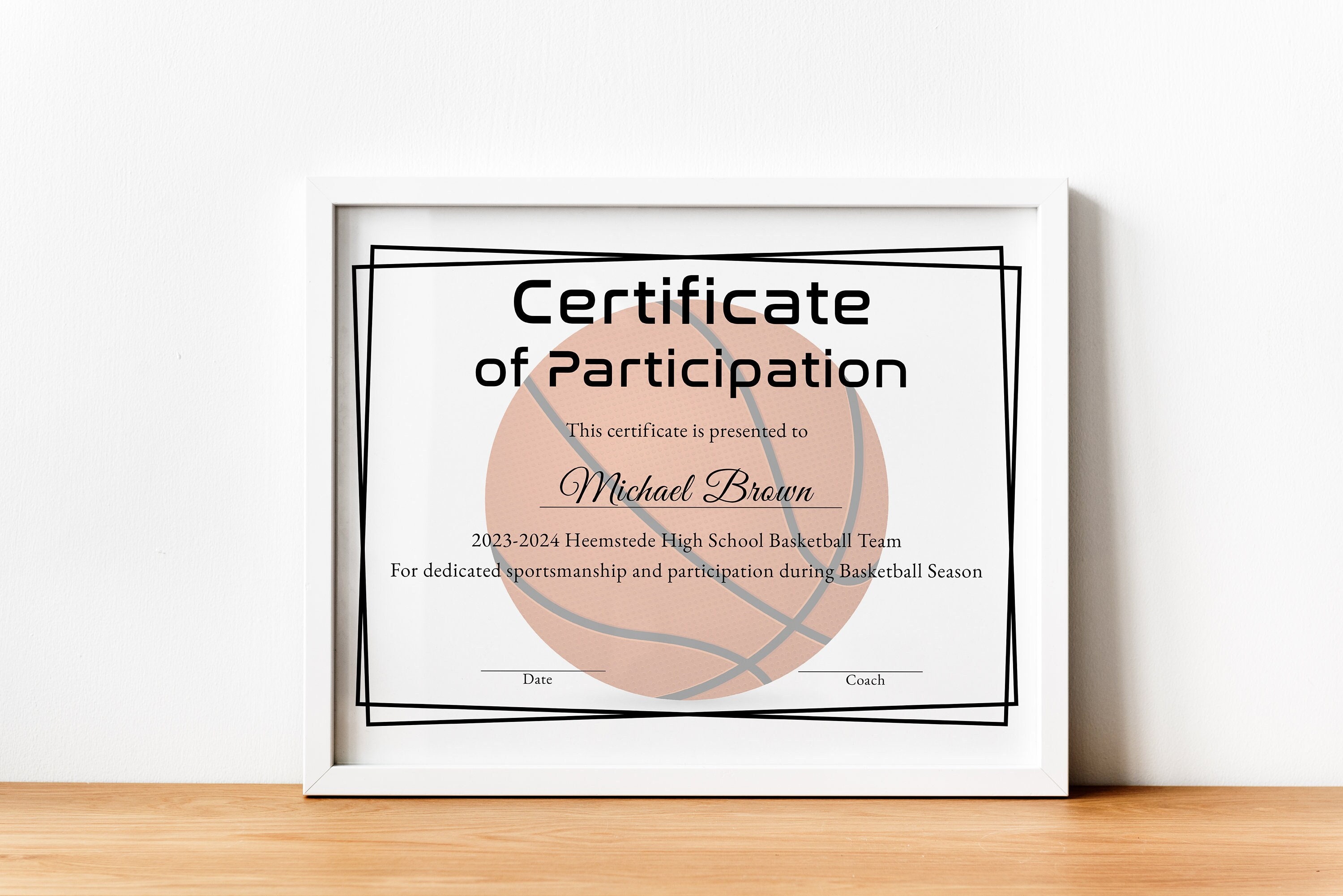 Editable Basketball Certificate Template, Printable Certificate ...