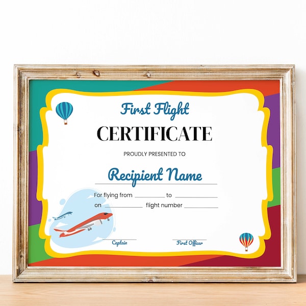 My First Flight Certificate Template - Etsy