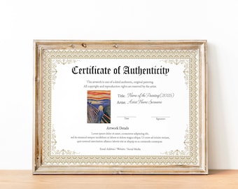 Certificate of Achievement for Art, Editable Artist Certificate of ...