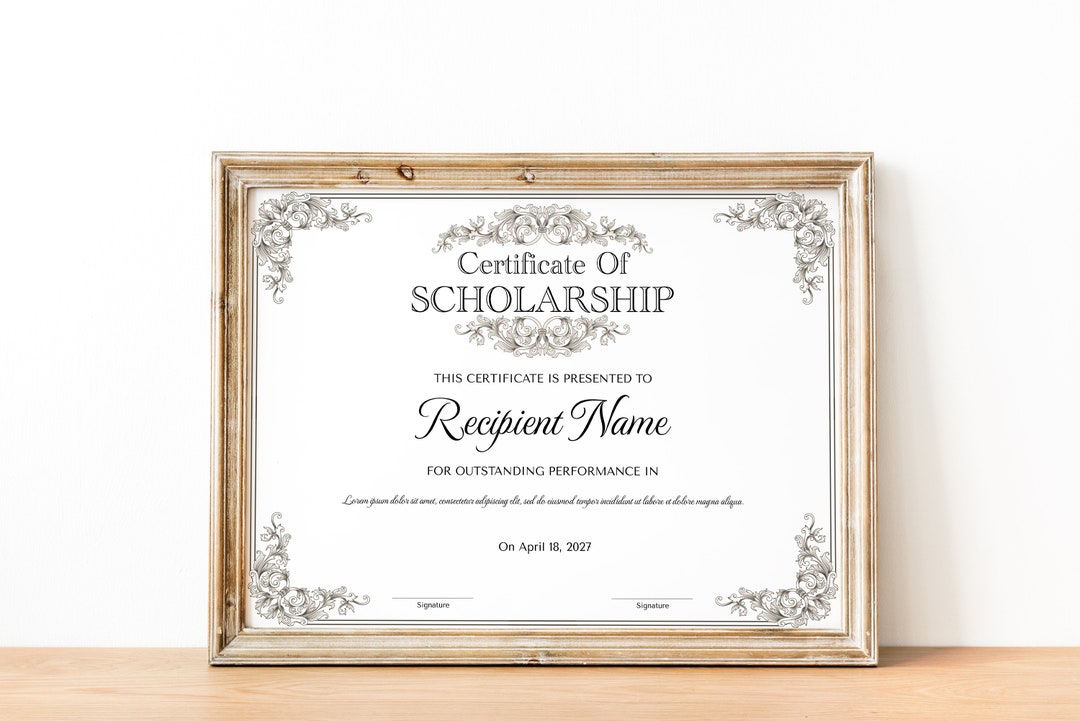 Printable Certificate of Scholarship, Logo EDITABLE Scholarship Award Certificate Template ...