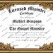 Editable License to Preach Template, Printable Certificate of License ...