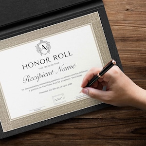 Editable Honor Roll Certificate Template, Elementary School Student ...