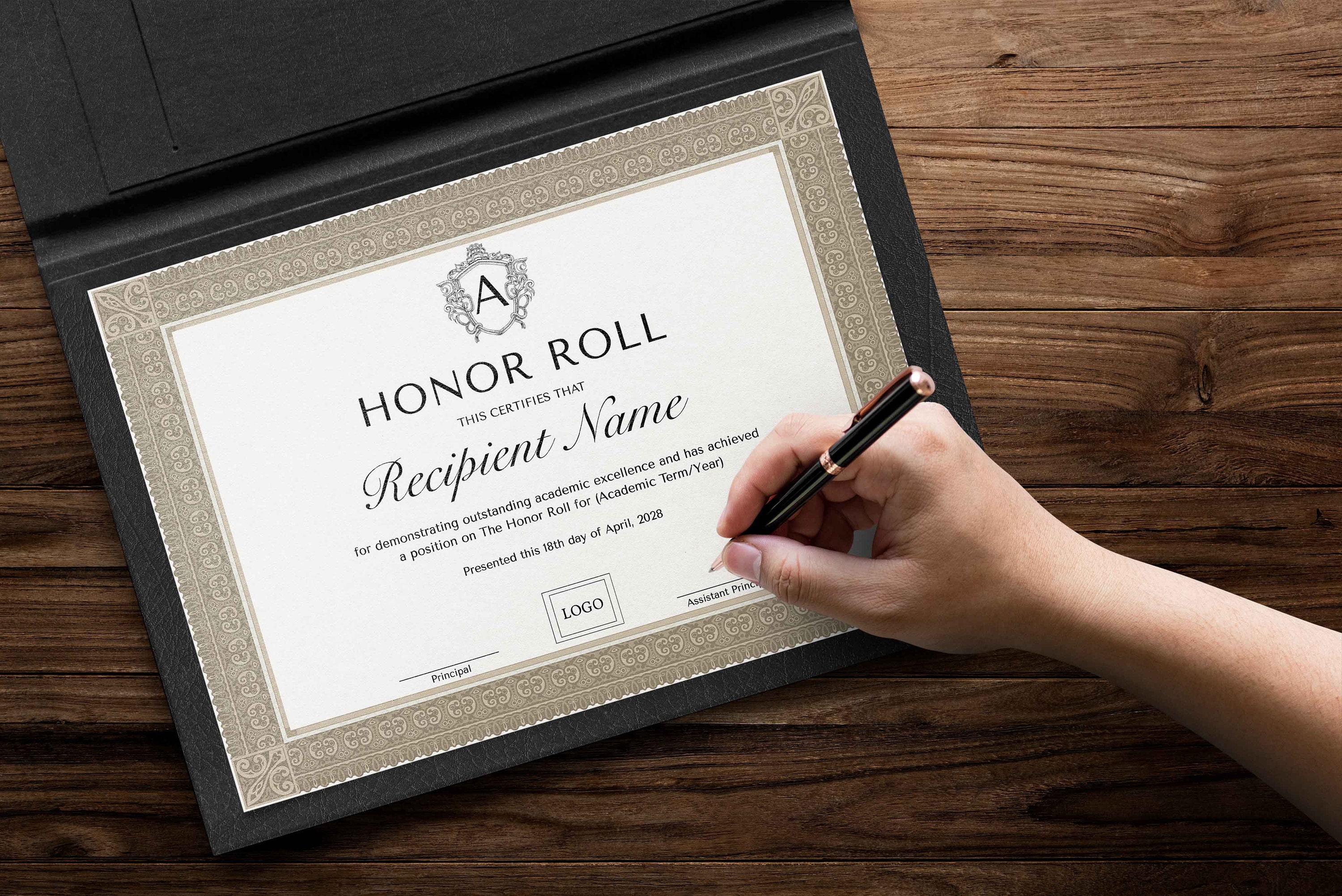 Editable Honor Roll Certificate Template, Elementary School Student ...