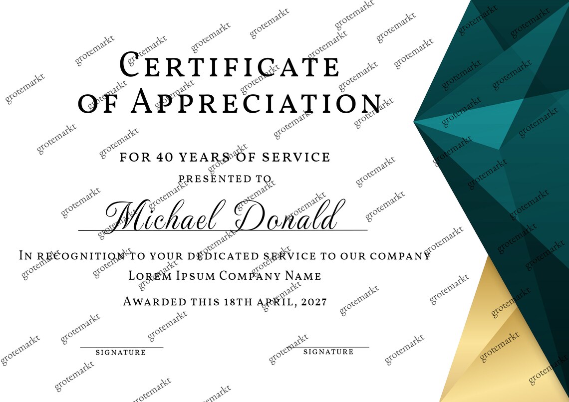 Editable Certificate Years of Service, Years of Service Certificate ...