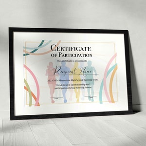 Editable Running Certificate Award Template, Sports Certificate ...
