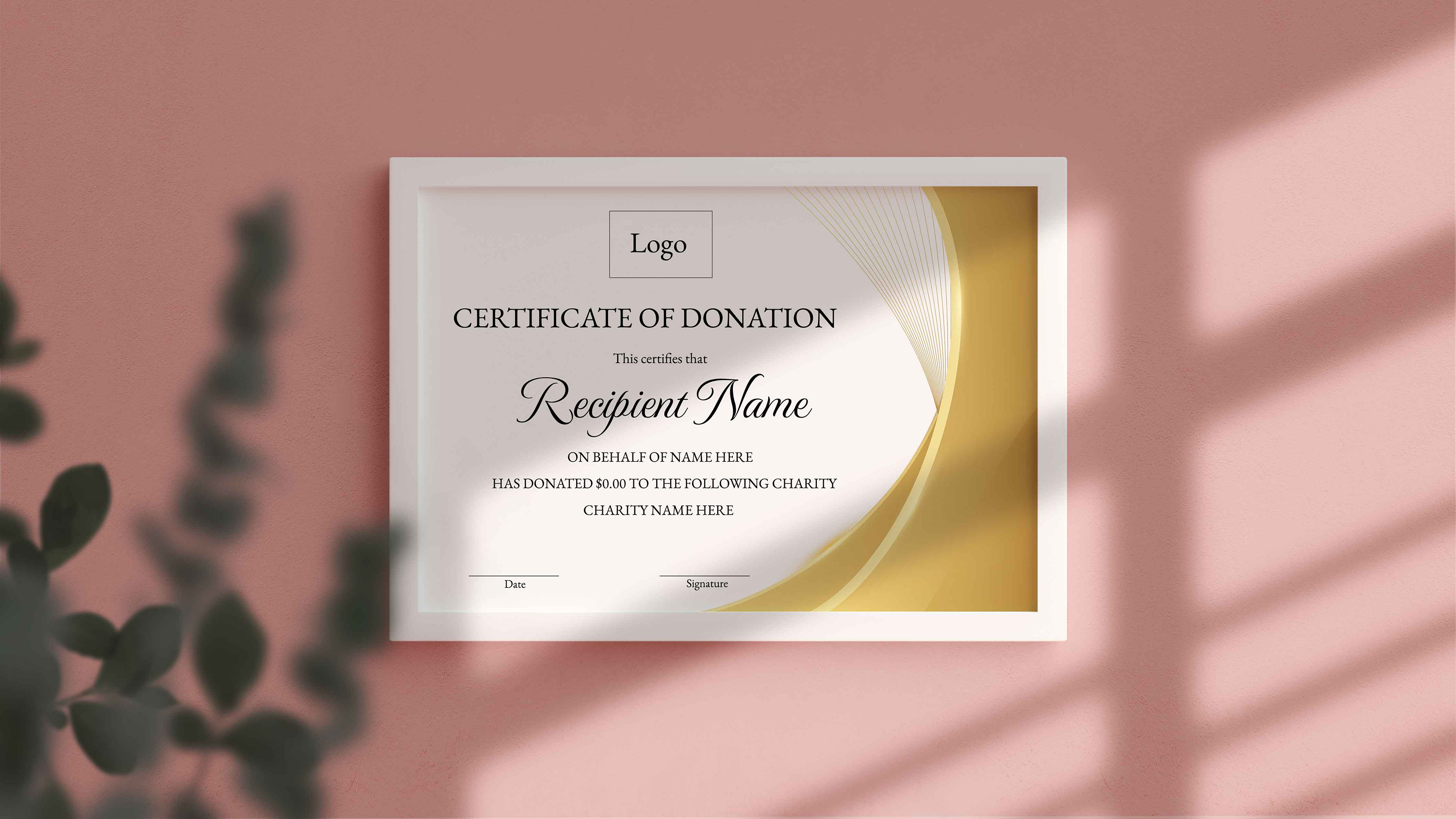 Editable Certificate of Donation Template, Printable Charity Donation ...