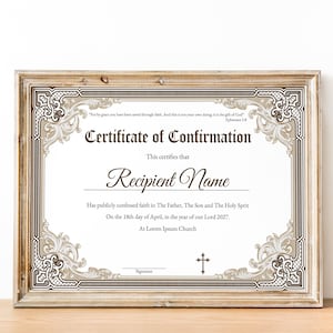 Editable Confirmation Certificate Template, Printable Certificate of ...