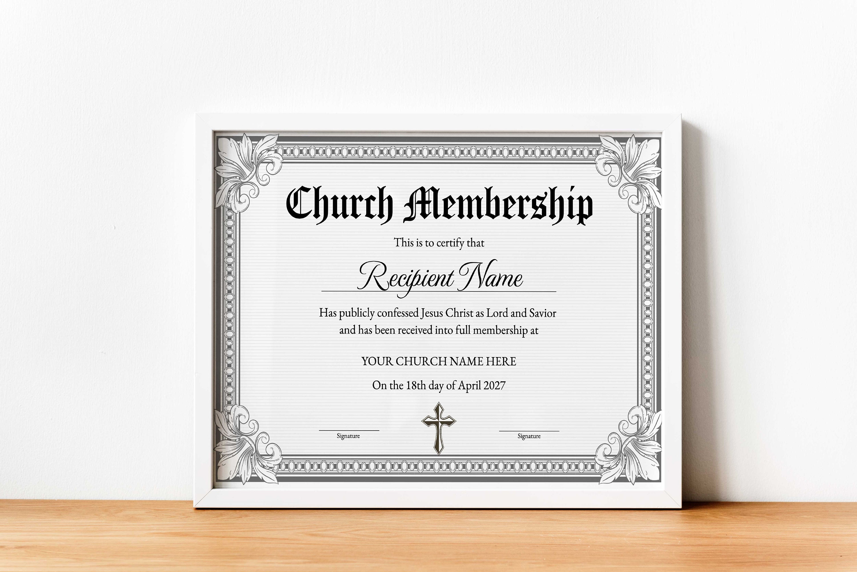 Church Membership Certificate Template, Editable Printable Certificate ...