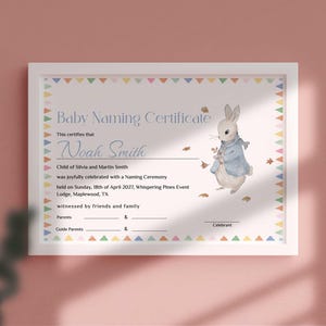 Editable Baby Boy Naming Certificate Template Printable Certificate of ...