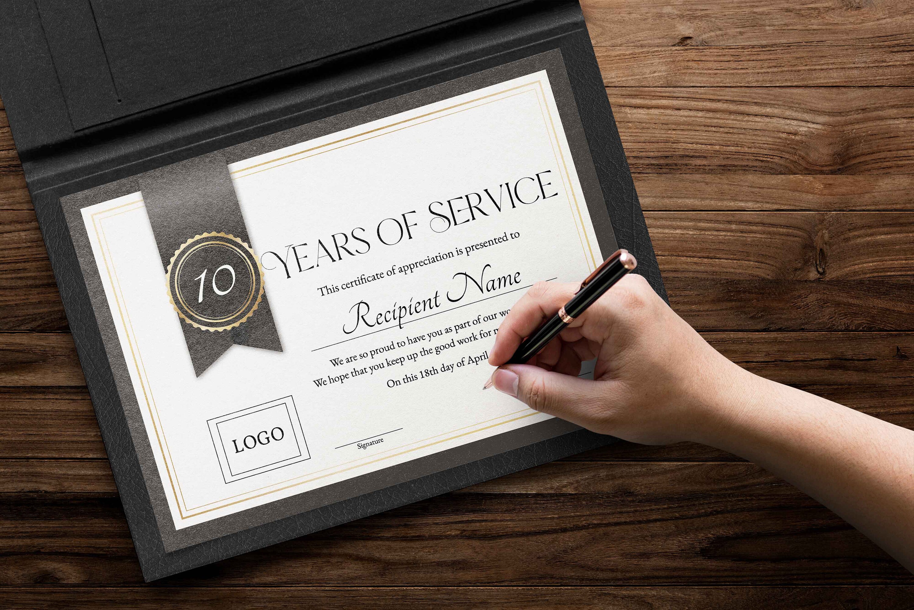 25 Years of Service Anniversary Award Certificate of Appreciation ...