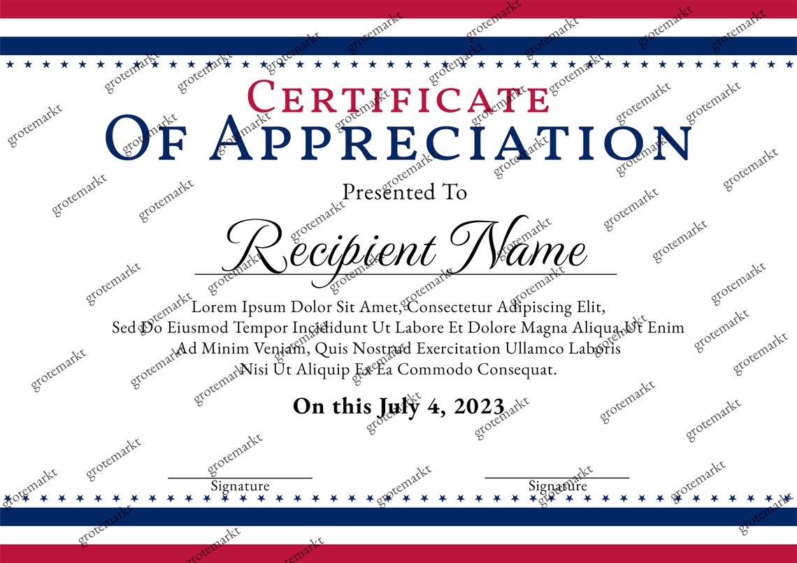Editable American Certificate, Printable Certificate Template American ...