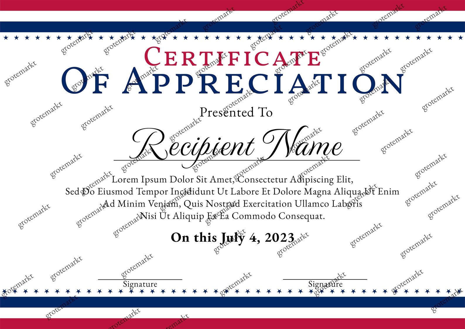 Editable American Certificate, Printable Certificate Template American ...