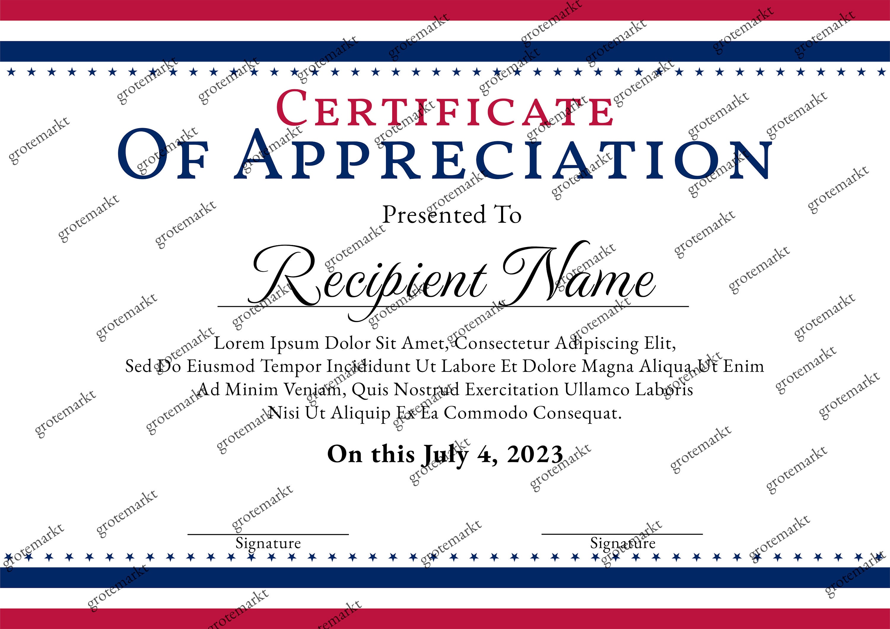 Editable American Certificate, Printable Certificate Template American ...