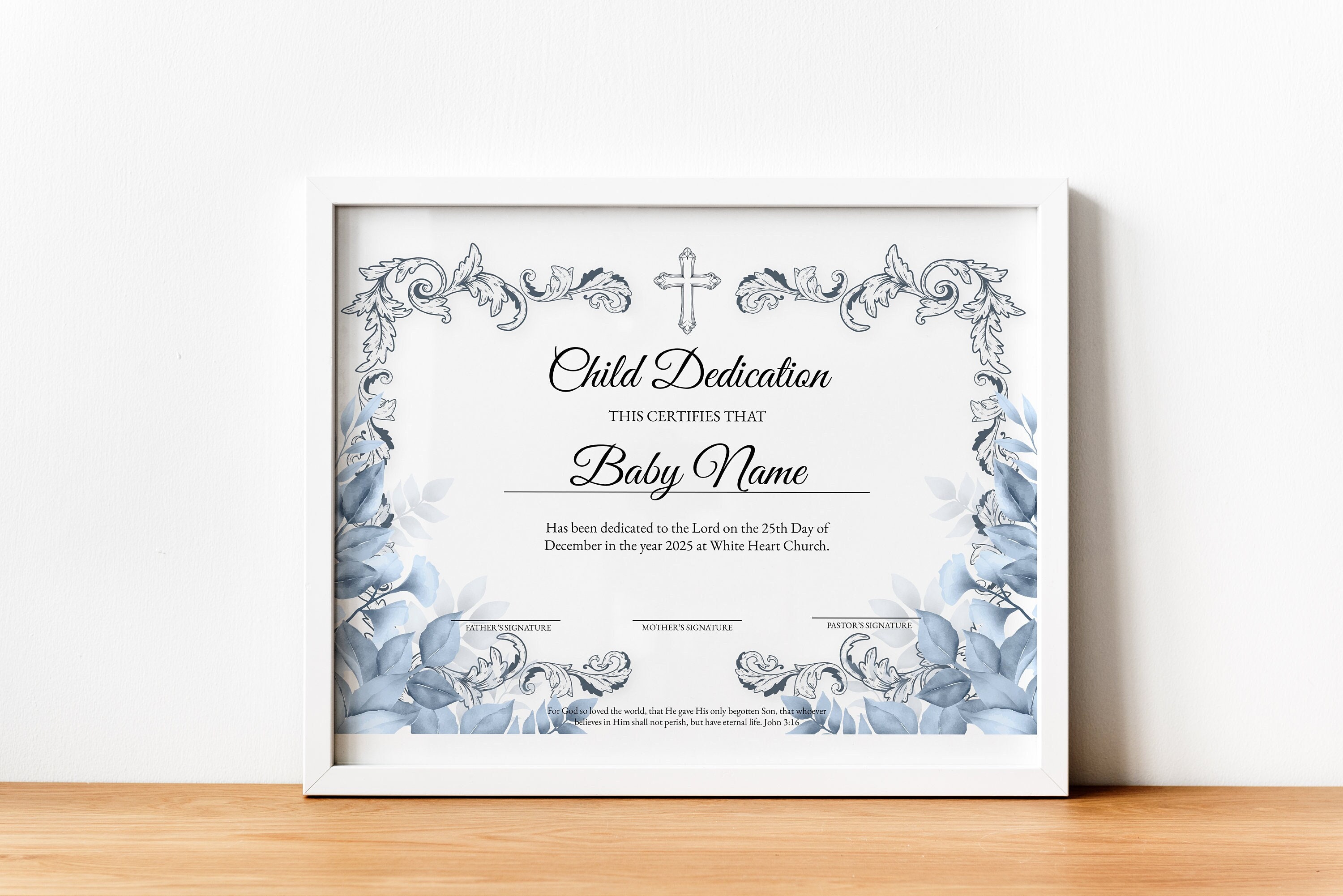 Personalized Child Dedication Certificate Template, Baptism, Children ...