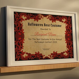 Editable Gothic Halloween Best Costume Certificate Template, Printable ...