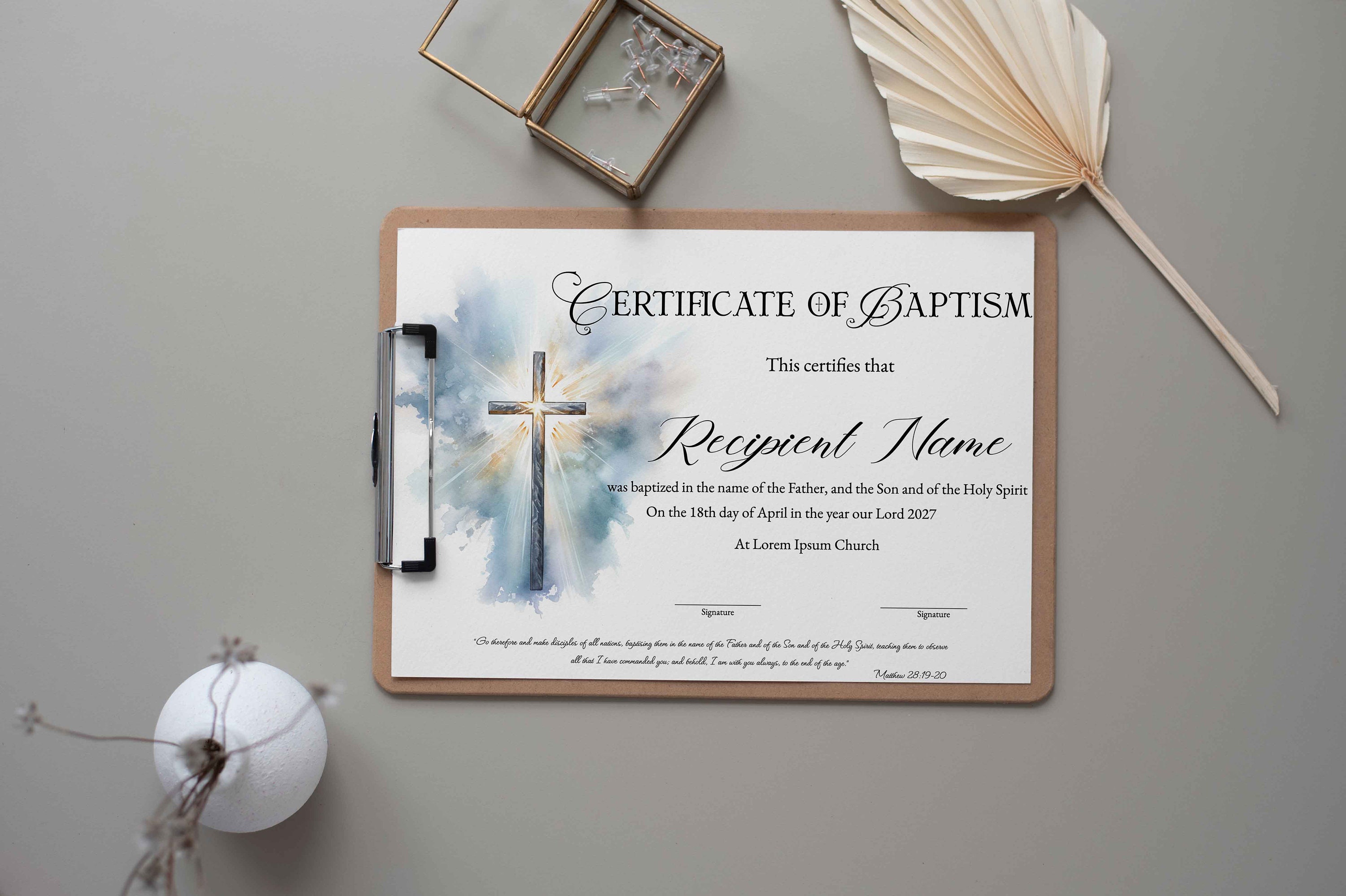 Editable Baptismal Certificate, Printable Minimalist Certificate of ...