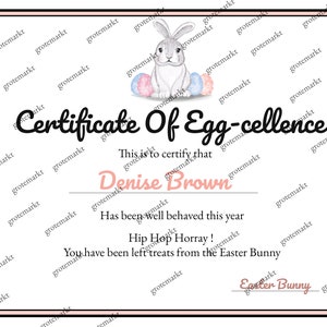 EDITABLE Certificate From Easter Bunny, Printable Easter Bunny ...