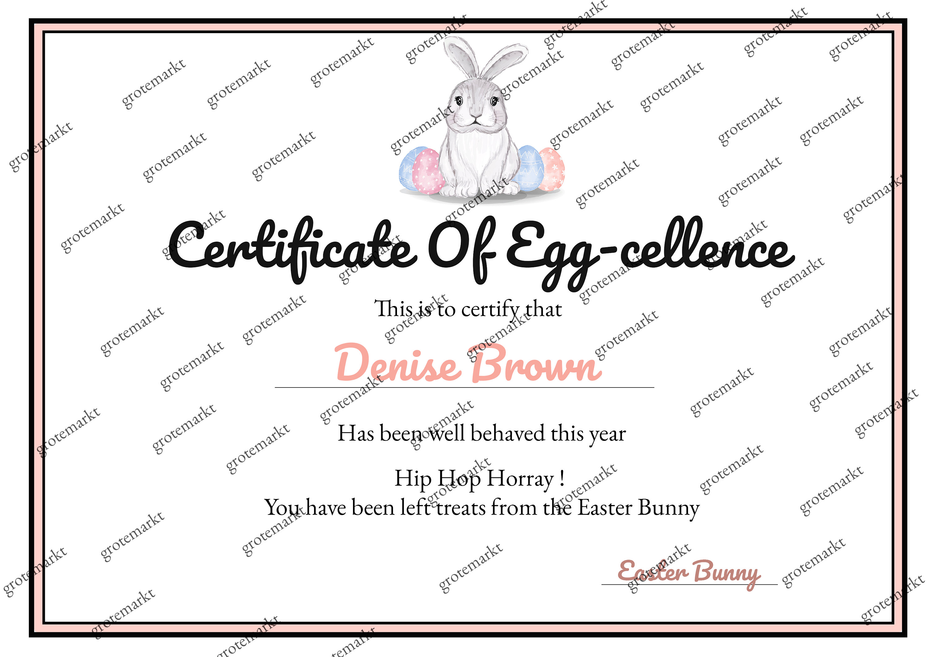 EDITABLE Certificate From Easter Bunny, Printable Easter Bunny ...