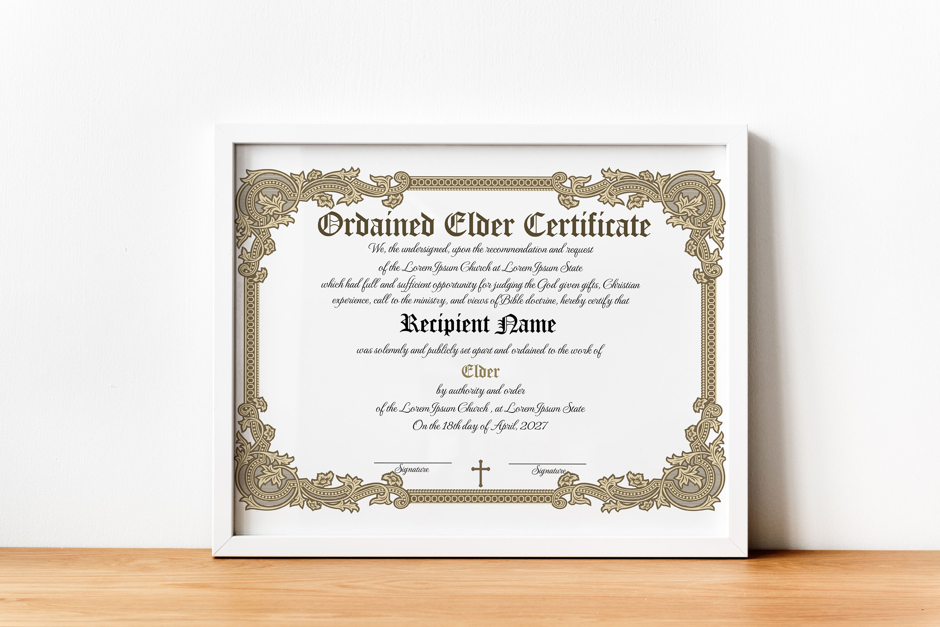 Editable Ordained Elder Certificate Template, Printable Vintage Luxury ...
