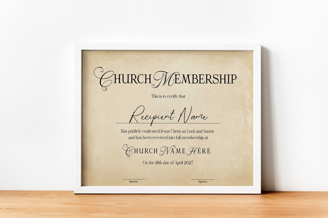 Editable Church Membership Certificate Template, Editable Printable ...