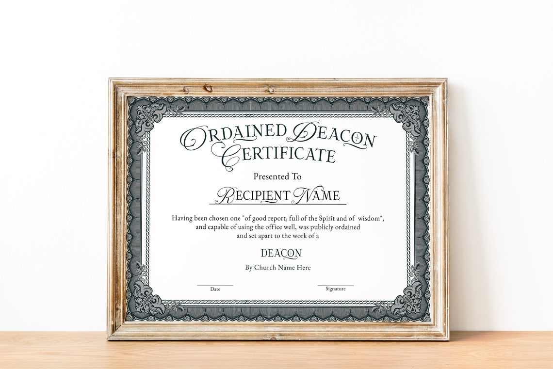 Deacon & Deaconess Ordination Certificate Template, Certificate of ...