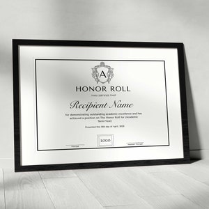 Editable Honor Roll Certificate Template, Elementary School Student ...