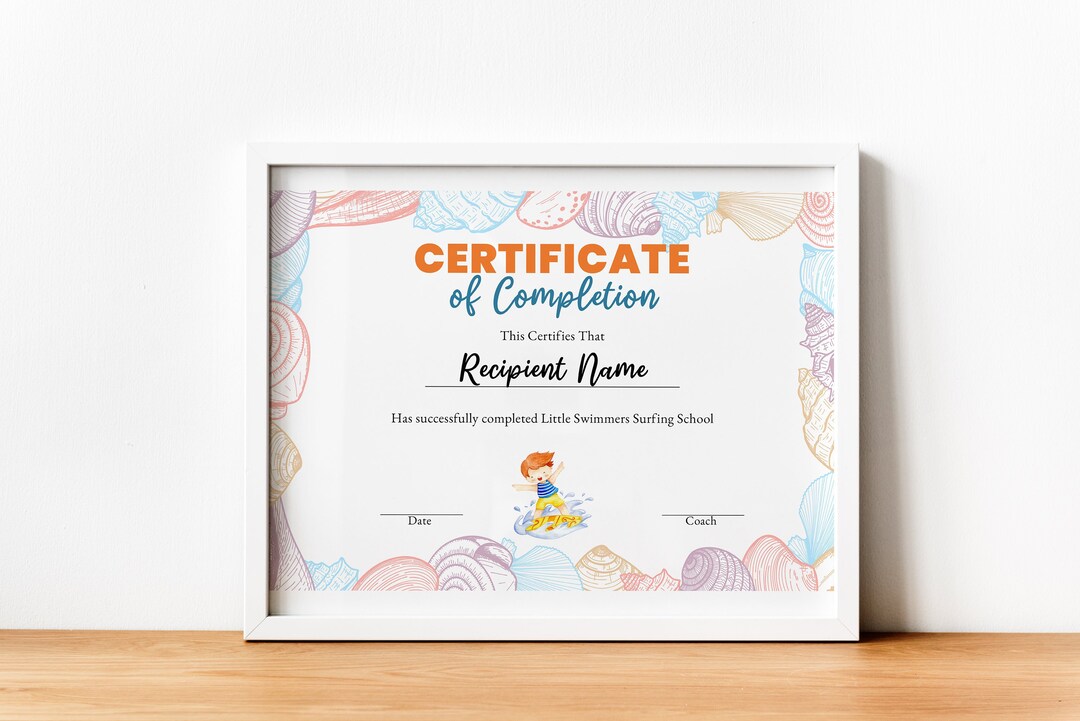 Plantilla EDITABLE de certificado de natación certificado de - Etsy México