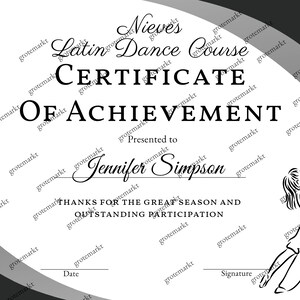EDITABLE Dancer Certificate, Dancing Award, Dancer Printable ...