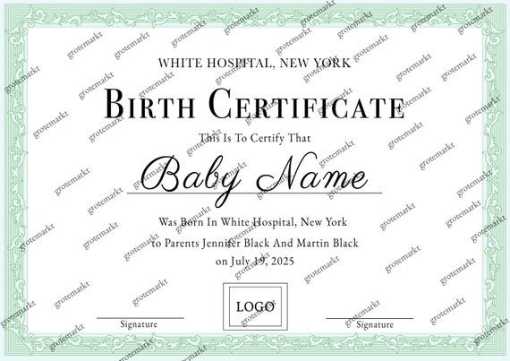 Egg Baby Project Birth Certificate