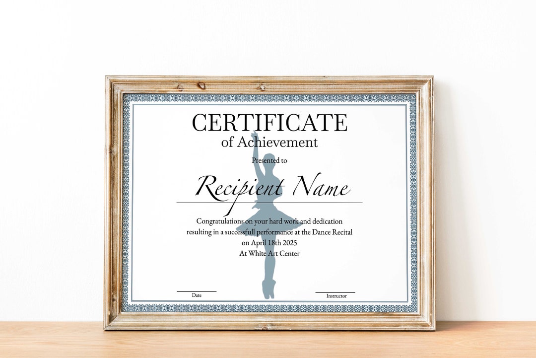 EDITABLE Dancer Certificate, Dancing Award, Dancer Printable ...