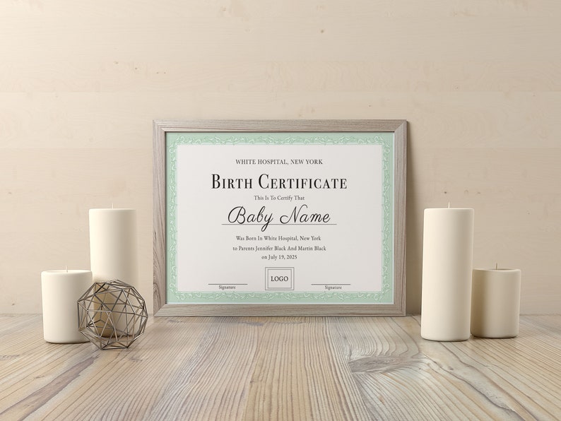 Birth Certificate Template, Printable Certificate of Birth, Maternity ...