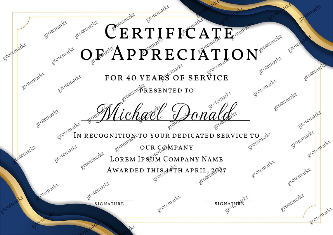 Editable Certificate Years of Service, Years of Service Certificate ...