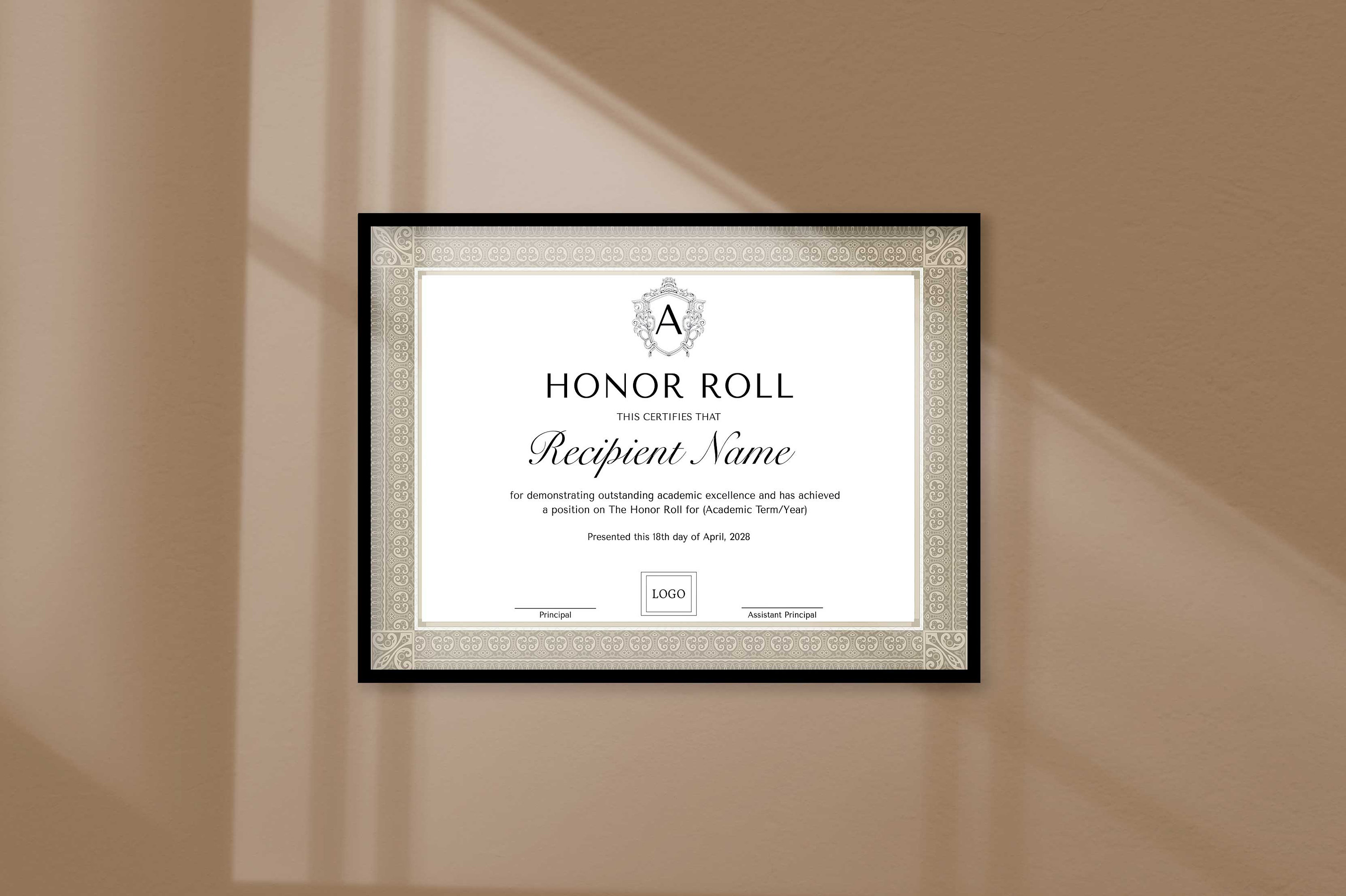 Editable Honor Roll Certificate Template, Elementary School Student ...