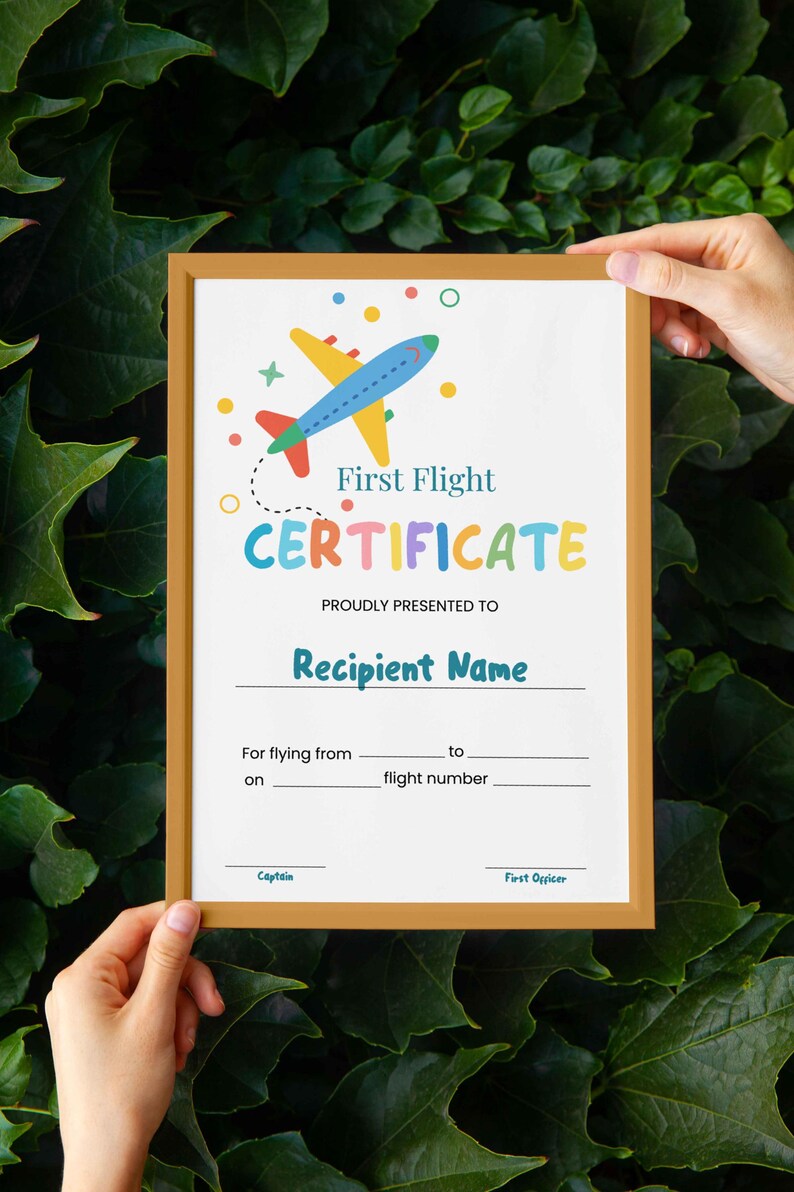 My First Flight Certificate Template, Award Certificate for Kids ...