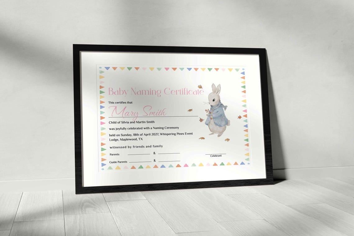 Editable Baby Girl Naming Certificate Template Printable Certificate of ...