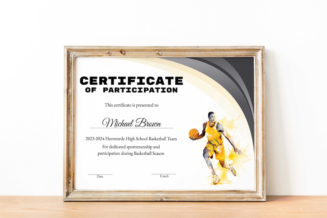 EDITABLE Basketball Award Certificate Template Printable Sports ...