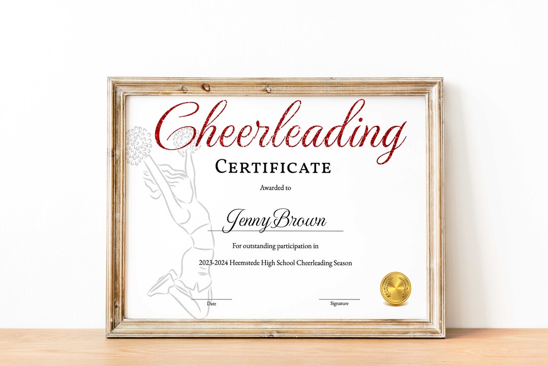 Cheerleading Certificate, Cheer Squad Awards, Printable Cheer Team ...