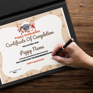 Puppy Graduation Certificate Template, Editable Dog Obedience Training ...