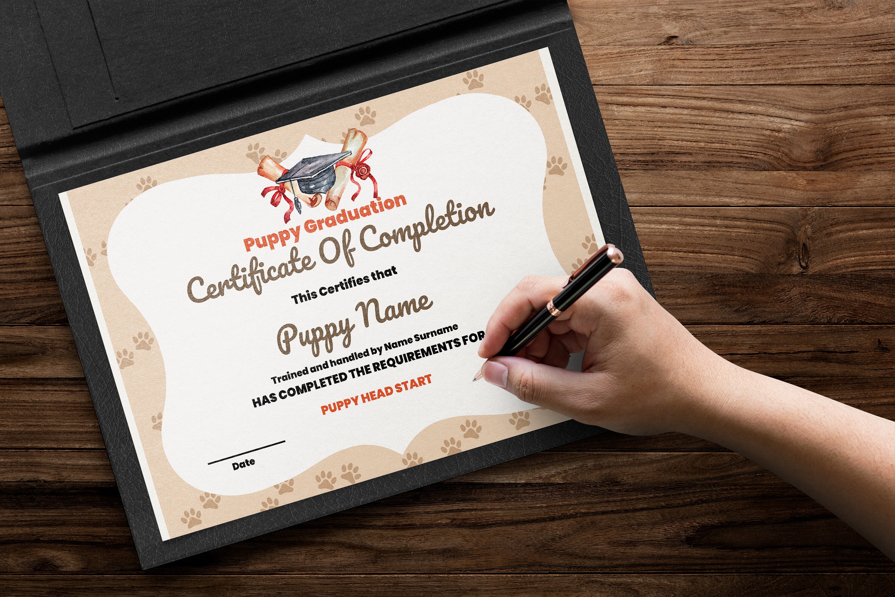 Puppy Graduation Certificate Template, Editable Dog Obedience Training ...