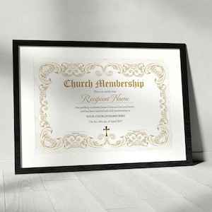 Church Membership Certificate Template, Editable Printable Certificate ...