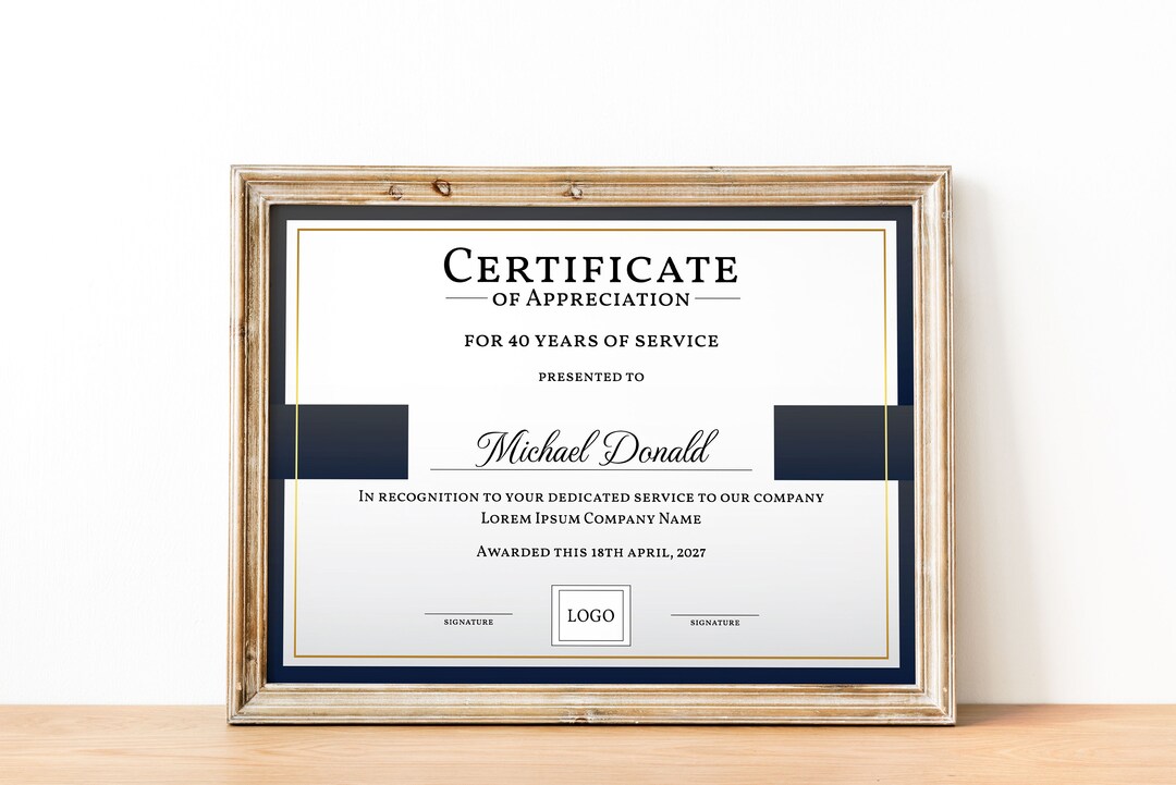 Editable Certificate Years of Service, Years of Service Certificate ...